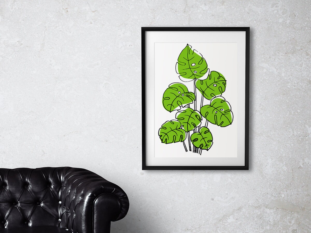 Monstera Printable Wall Art Green Tropical Leaves Nature - Etsy