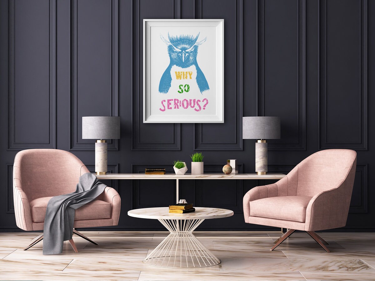Penguin Printable Wall Art Why so Serious Poster Blue Penguin Print ...