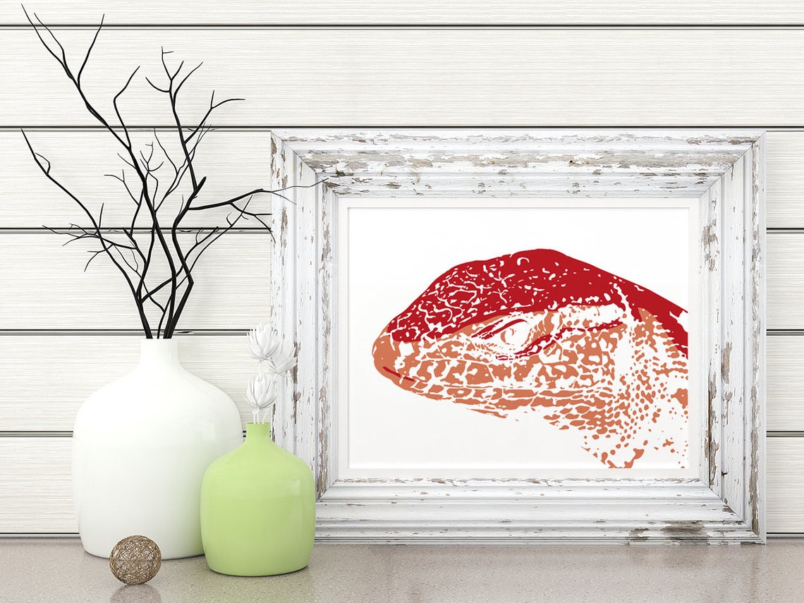Red Lizard Abstract Printable Wall Art Animal Graphic Print - Etsy