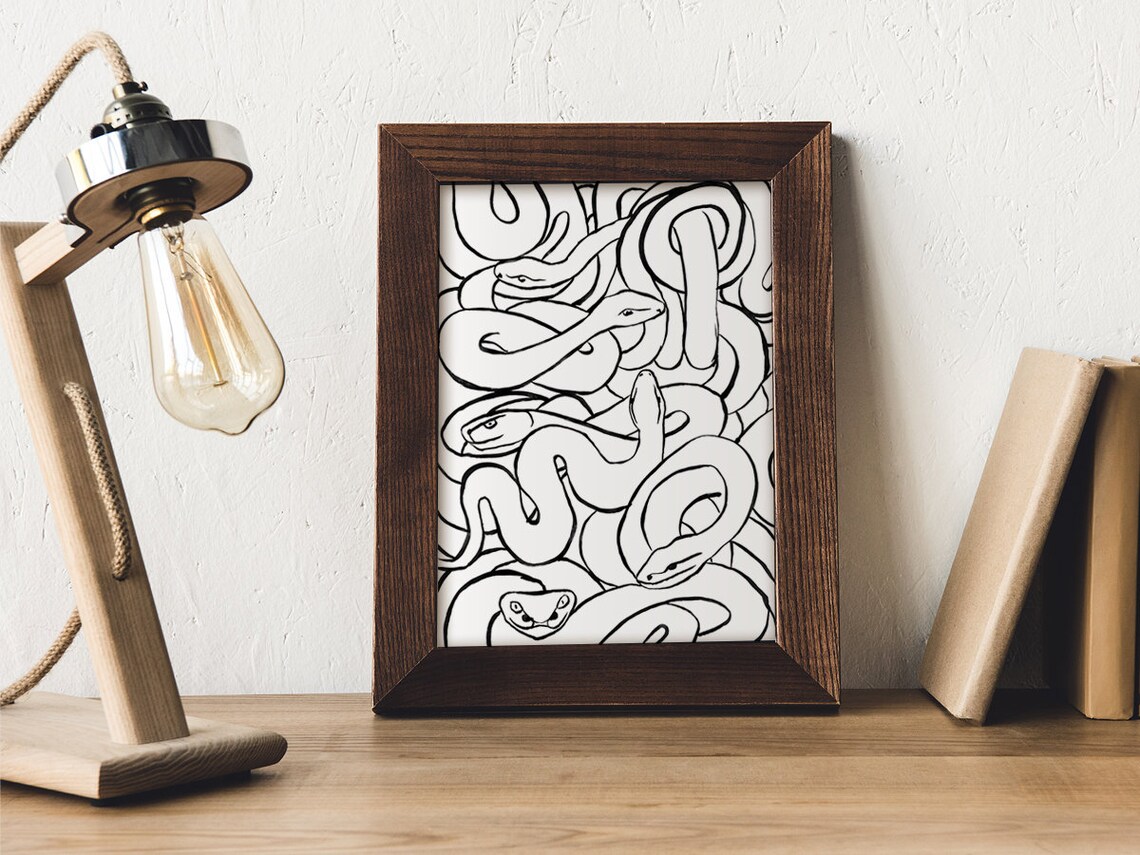 Snake Pattern Printable Wall Art Black and White Minimalist - Etsy