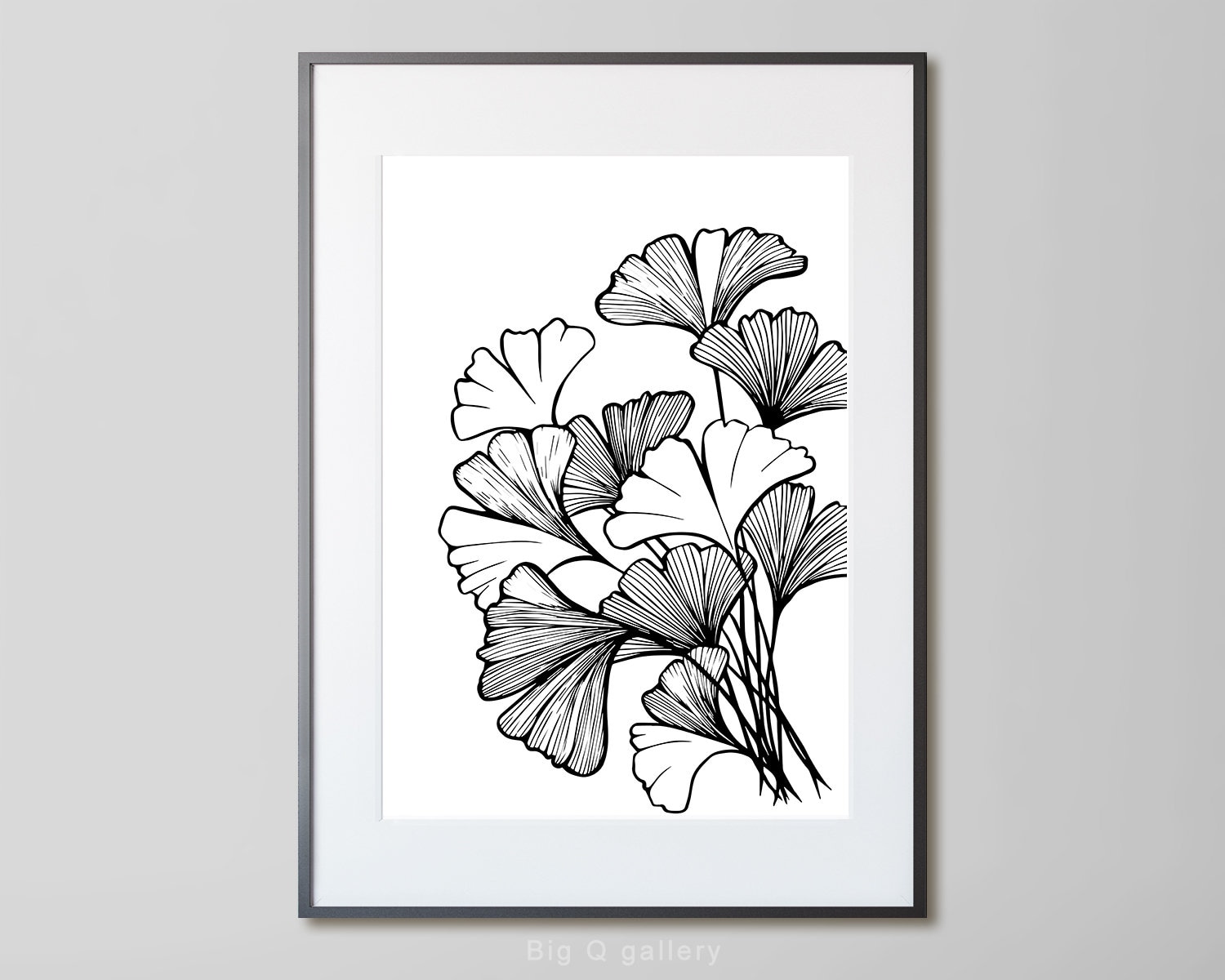 Ginkgo Tree Printable Wall Art Black and White Graphic Botanical Art ...