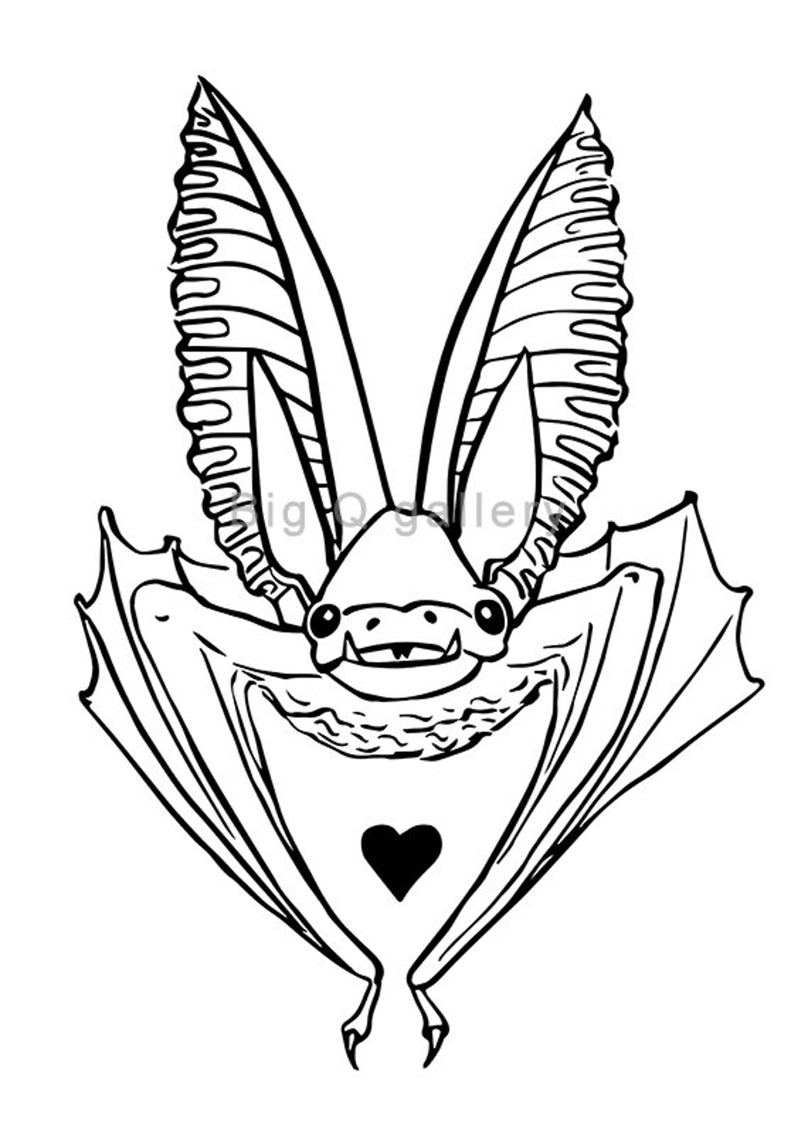 Bat Drawing Black and White Printable Wall Art Minimalist - Etsy