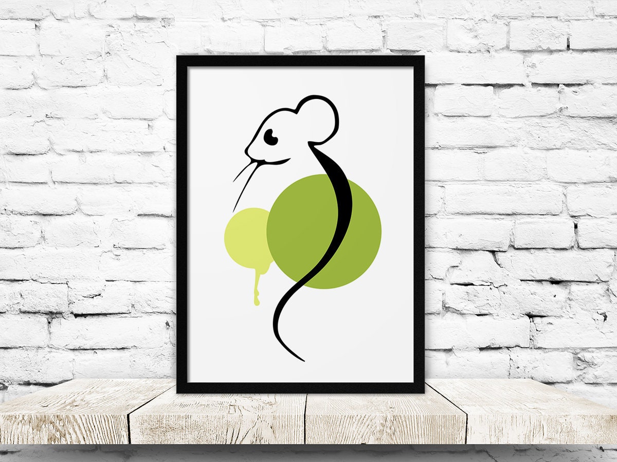Cute Mouse Nursery Printable Wall Art Abstract Animal Poster Modern ...