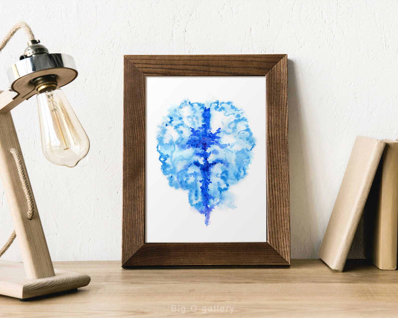 Science Abstract Printable Wall Art Blue Watercolor Human Brain Digital ...