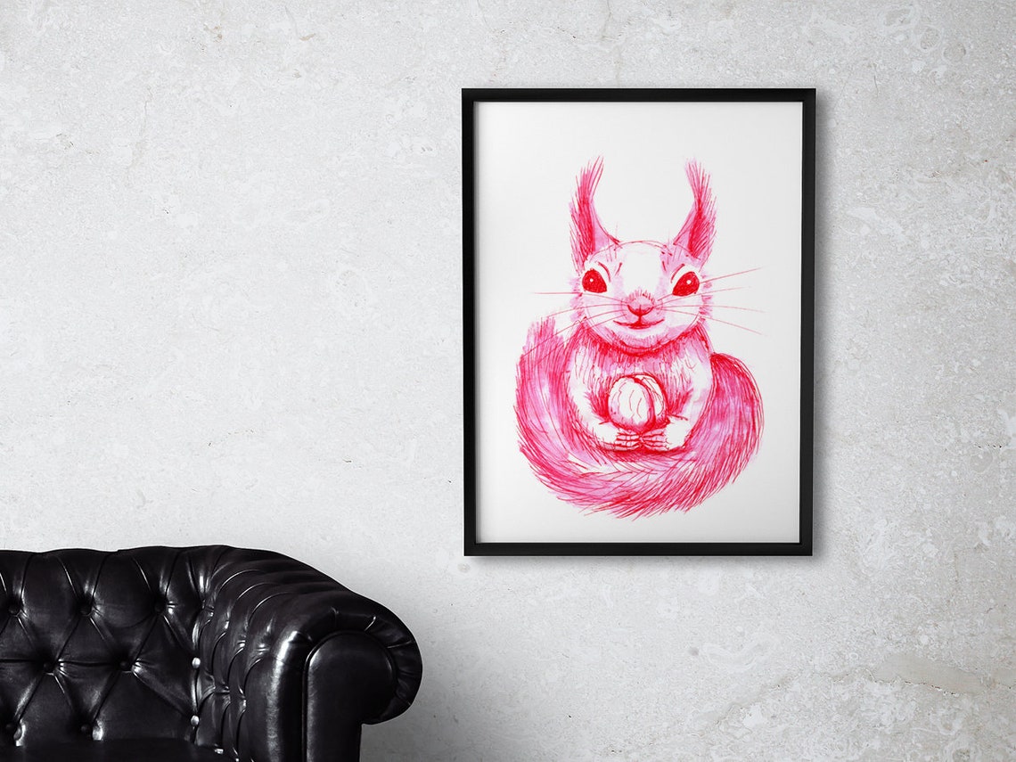 Squirrel Nursery Printable Wall Art Cute Baby Squirrel Poster | Etsy