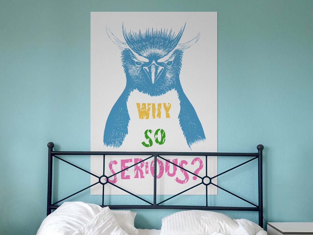 Penguin Printable Wall Art Why so Serious Poster Blue Penguin Print ...