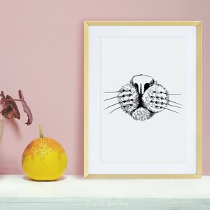 Cat Nose Printable Wall Art Black and White Cat Sketch Print Drawn Cats ...