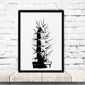Cactus Printable Wall Art Black and White Print Graphic Art Poster ...