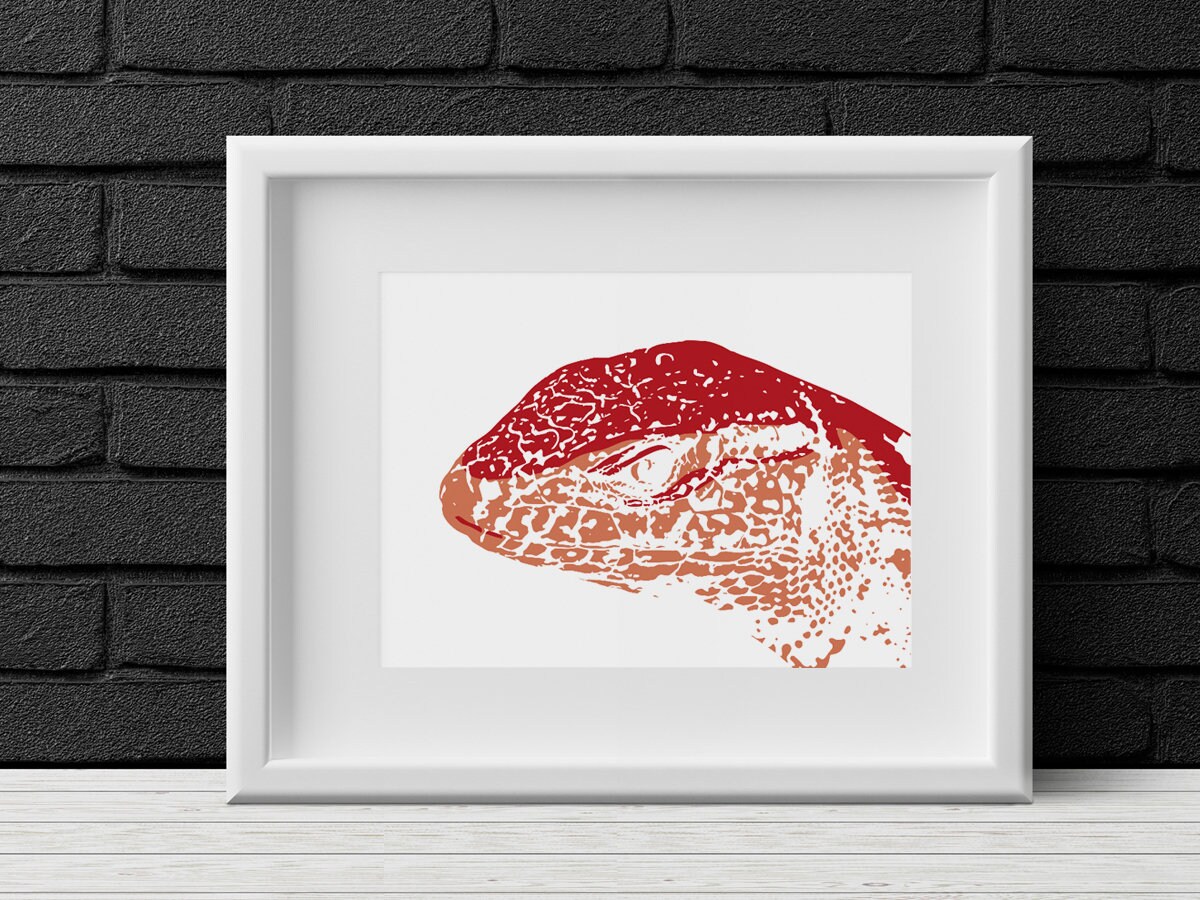 Red Lizard Abstract Printable Wall Art Animal Graphic Print - Etsy