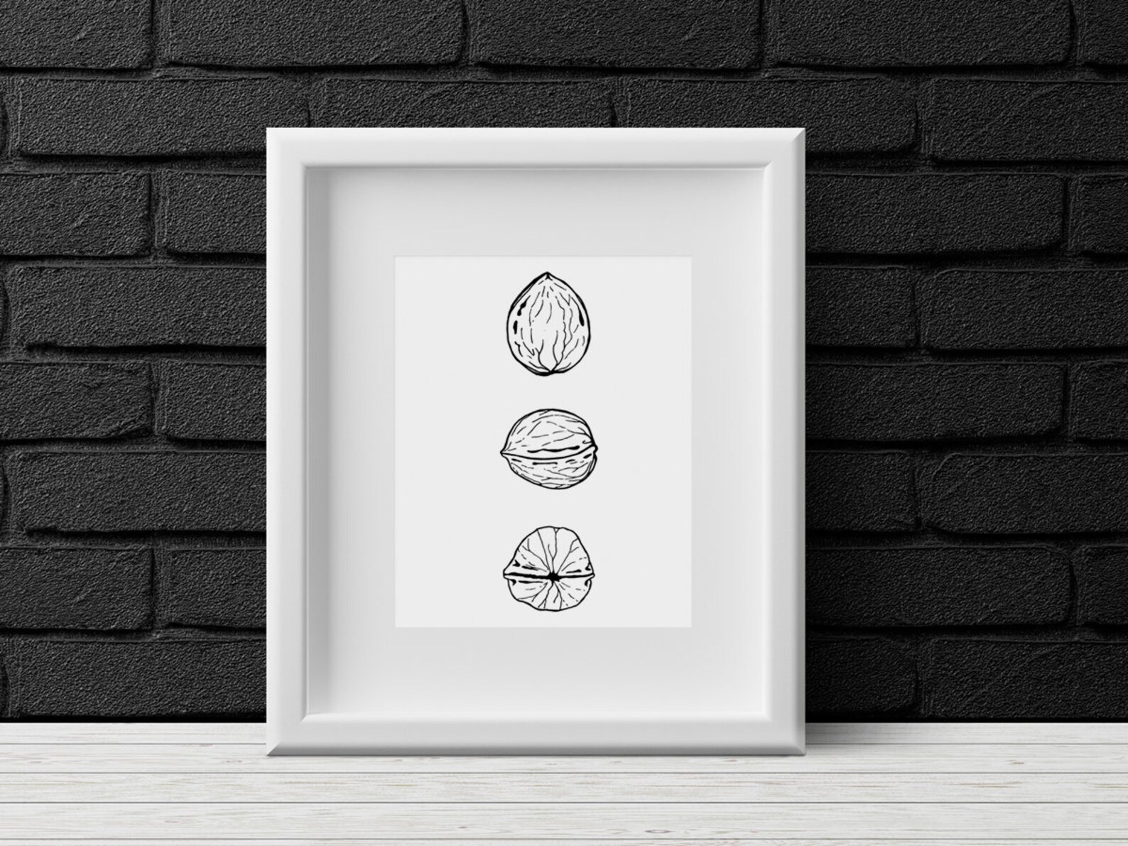 Drawn Walnuts Printable Wall Art Black and White Minimalist Graphic ...