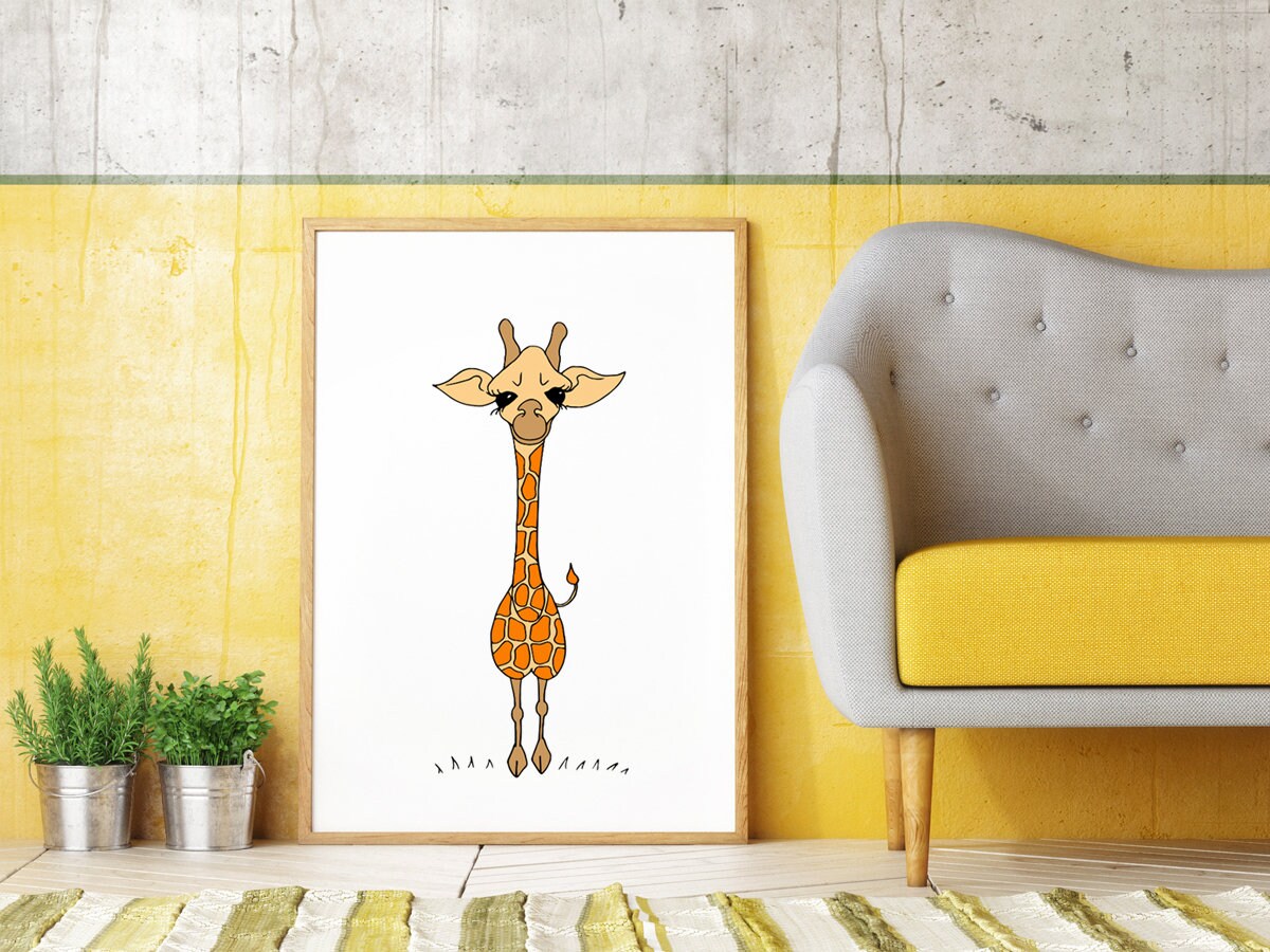 Baby Giraffe Nursery Printable Wall Art Cute Giraffe Poster - Etsy