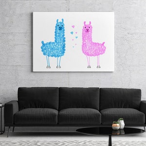 Cute Llama Couple Printable Wall Art Lama Nursery Poster Gift for ...