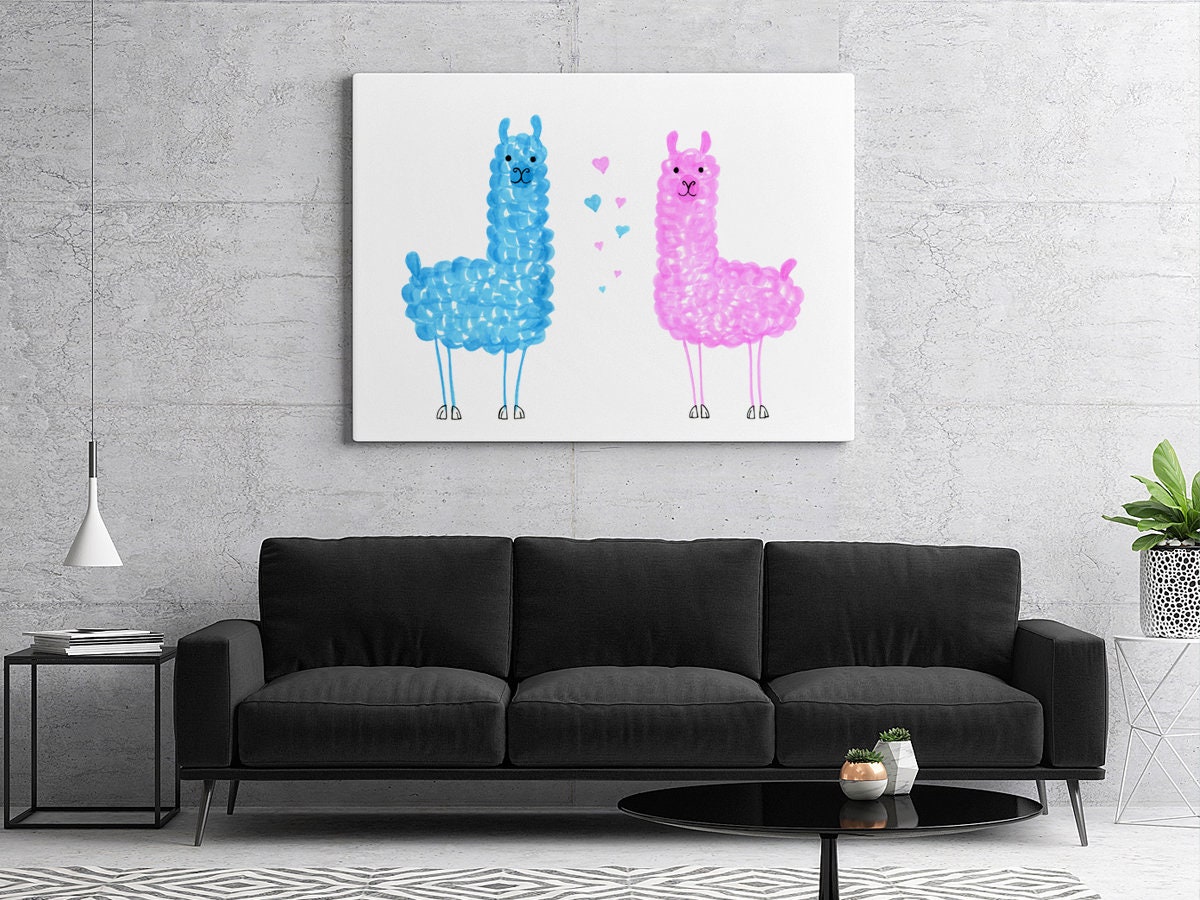 Cute Llama Couple Printable Wall Art Lama Nursery Poster Gift - Etsy