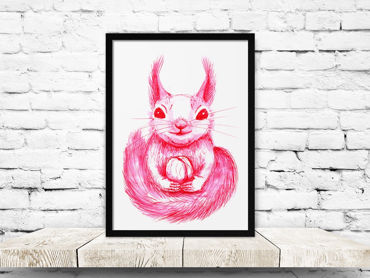 Squirrel Nursery Printable Wall Art Cute Baby Squirrel Poster - Etsy