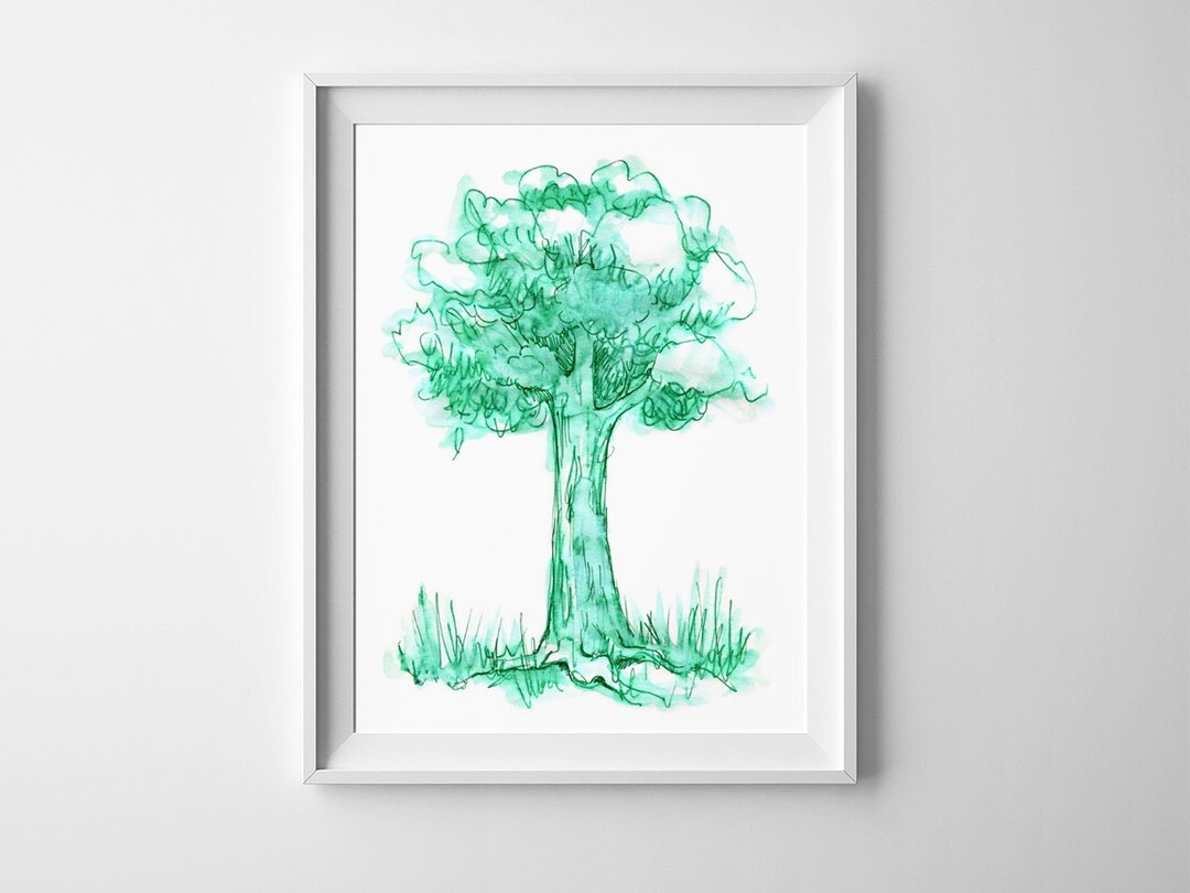 Drawn Tree Printable Wall Art Nature Nursery Print Green Tree Poster ...