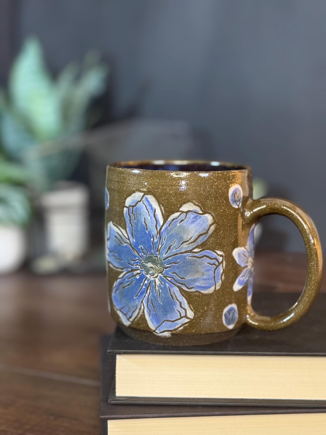 Periwinkle Flowers - Hand Thrown Stoneware Ceramic Mug - Pottery - Etsy