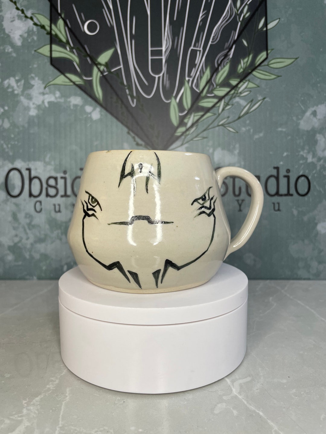 Anime Curse Tattoo Handmade Porcelain Pottery Mug, Wheel Thrown - Etsy