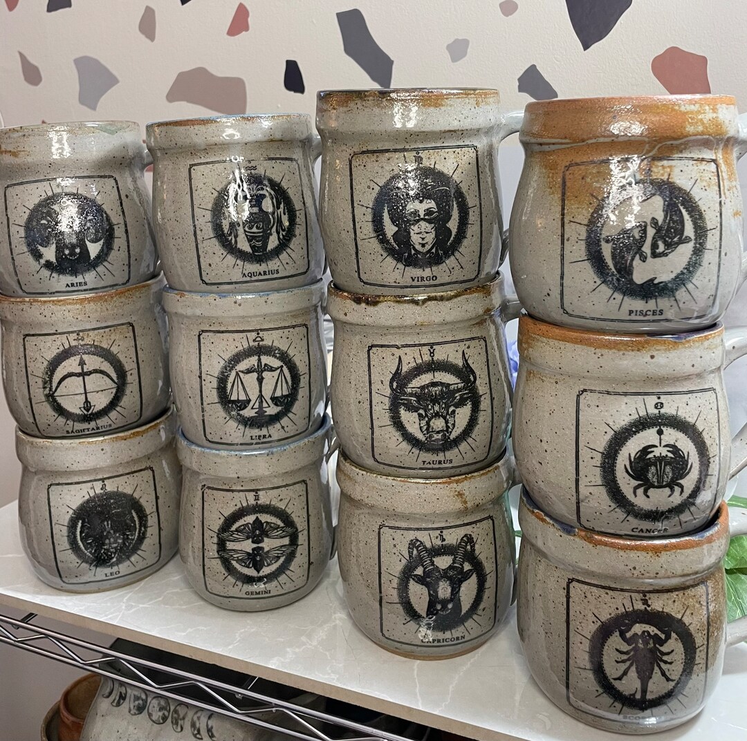 Zodiac Sign Handmade Stoneware Pottery Mug, Wheel Thrown - Etsy