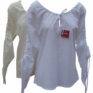 Cotton Medieval Gothic Larp Cosplay Pirate Wench Blouse Pointed Sleeve ...