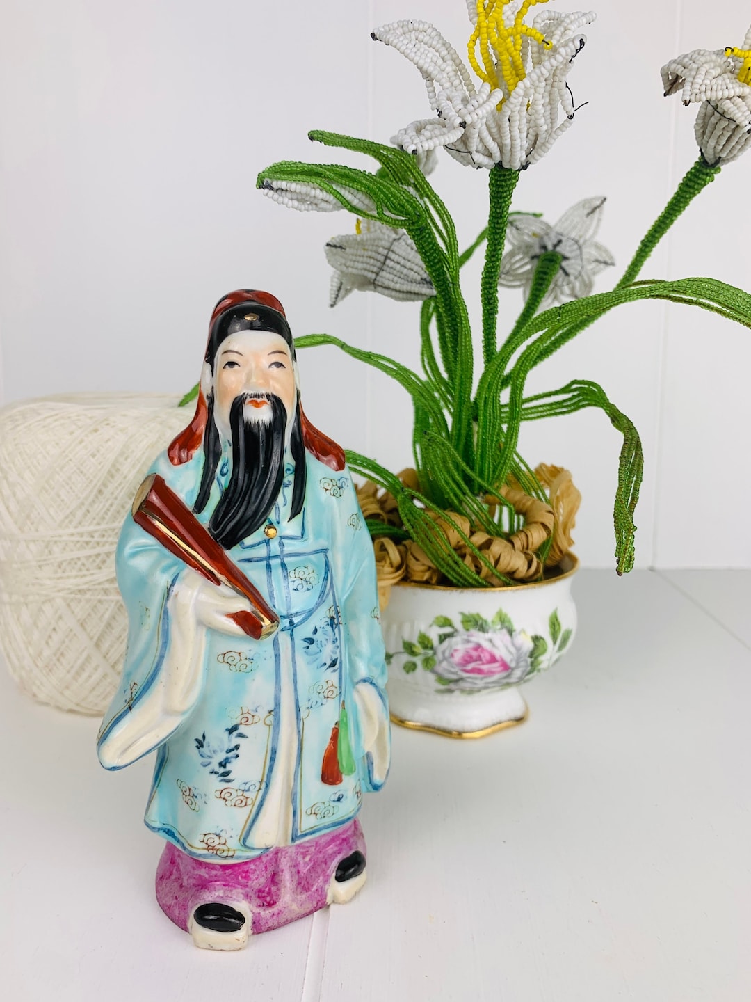 Vintage Chinese Porcelain Figurine / Famille Rose Statue / Chinese Man ...