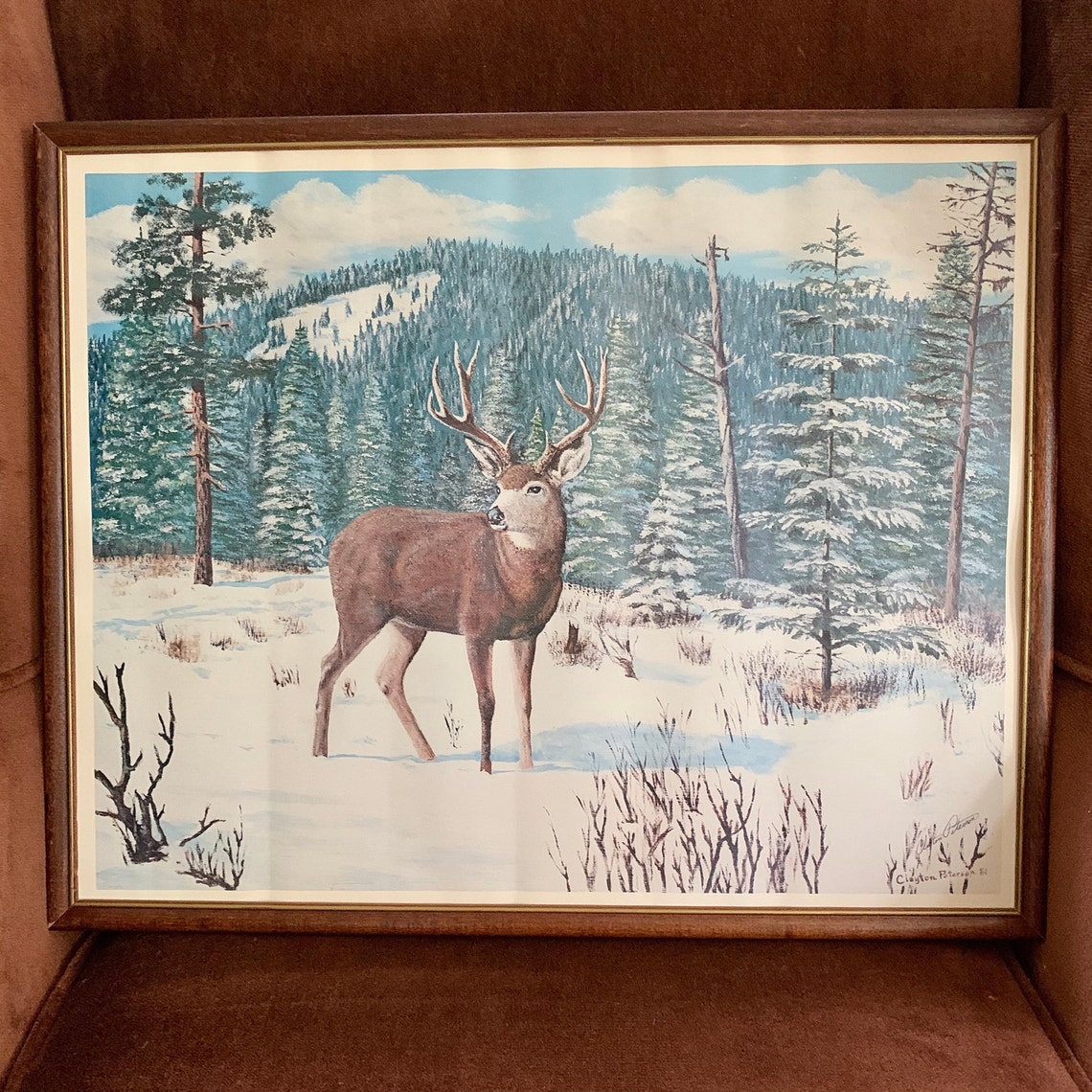 Vintage Signed Deer Lithograph / Ten Point Buck Print / | Etsy