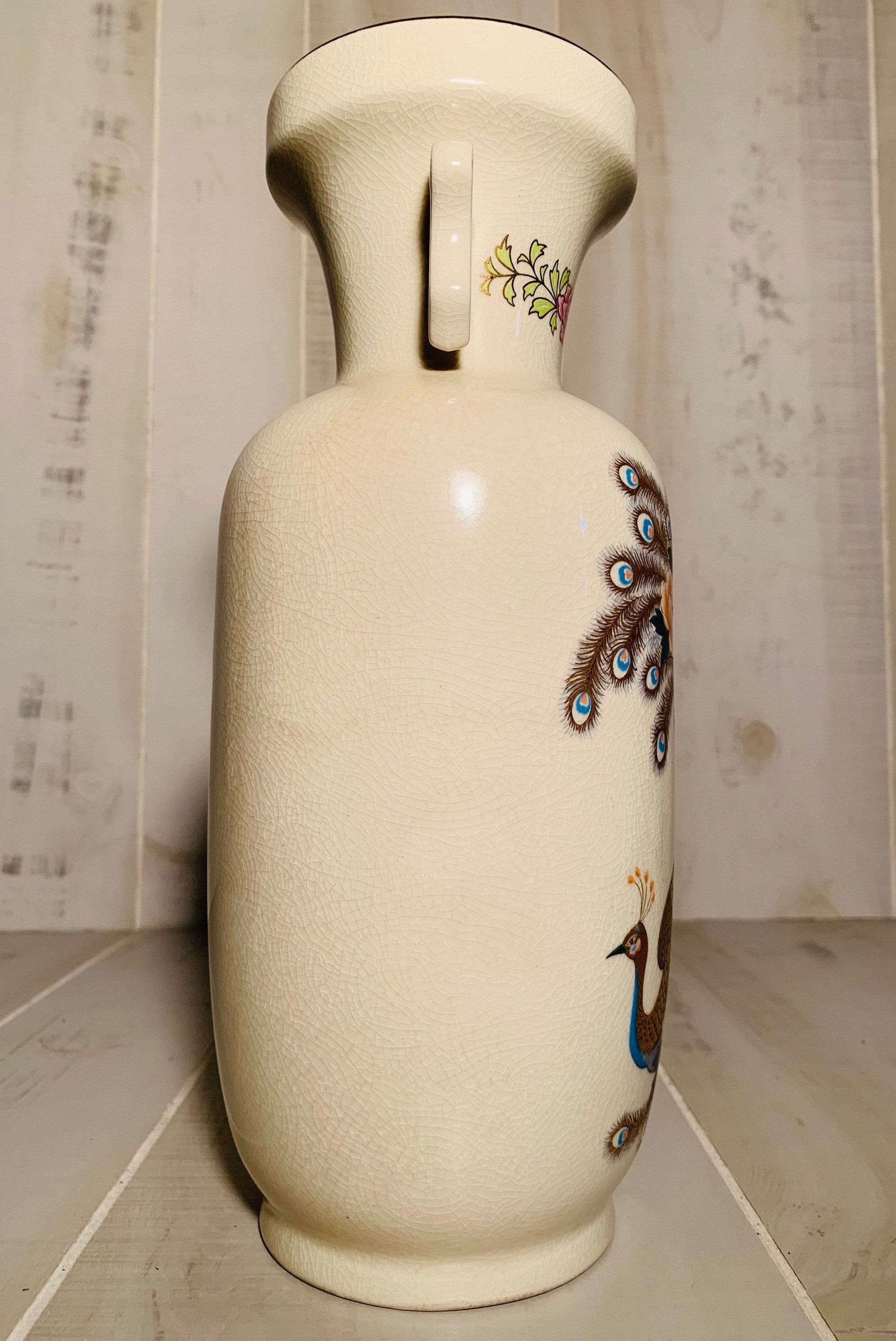 Vintage 12 Peacock Vase / Handles / Bird Flower Vase | Etsy