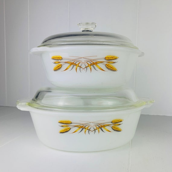 Vintage Fire King Casserole Dishes / Wheat Pattern / Set of - Etsy