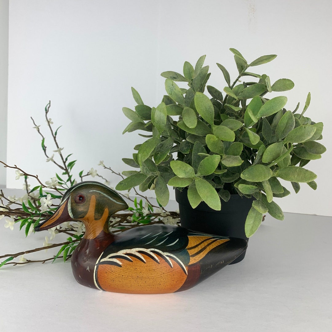 Vintage Bob May Hand Carved, Hand Painted and Signed Wood Duck Decoy ...