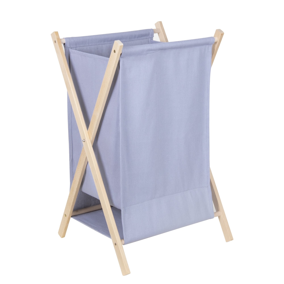 E & W Foldable Laundry Basket Washing Hamper 30L With Wooden Legs for ...