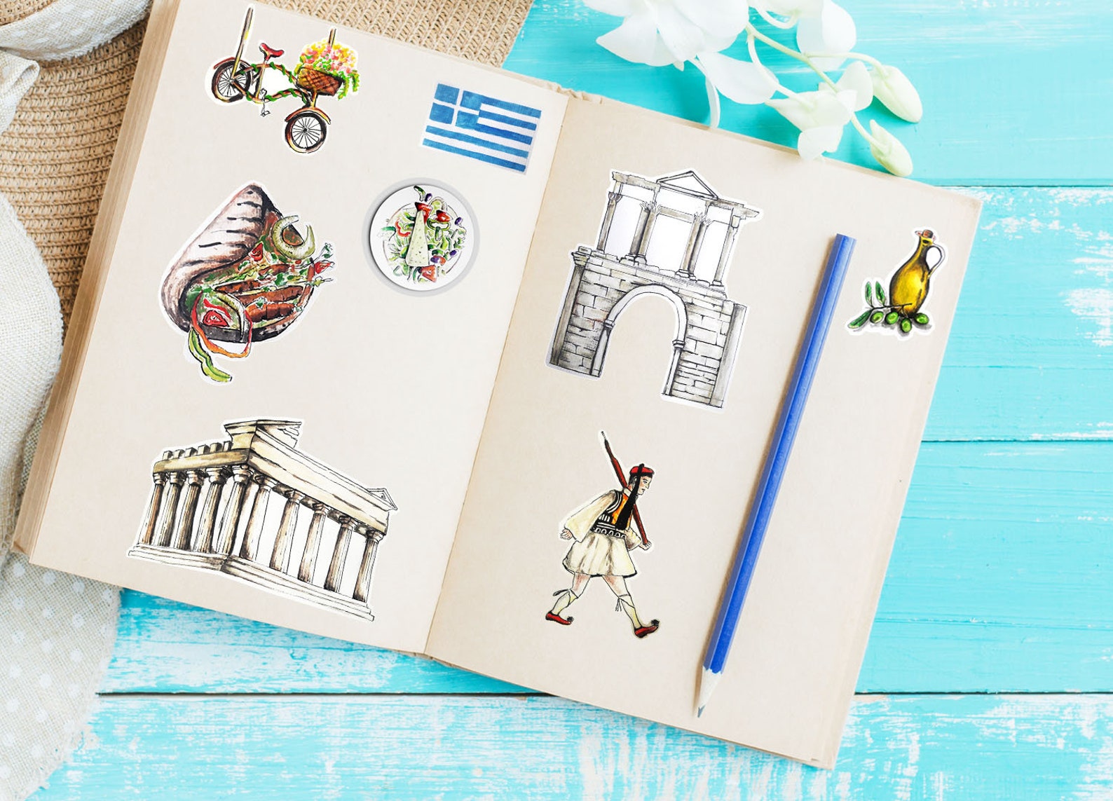 Athens Greece Printable World Travel Stickers - Etsy