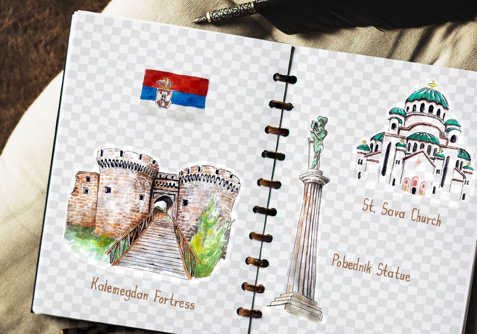 Belgrade Serbia Eurotrip Printable Travel Stickers Watercolor - Etsy