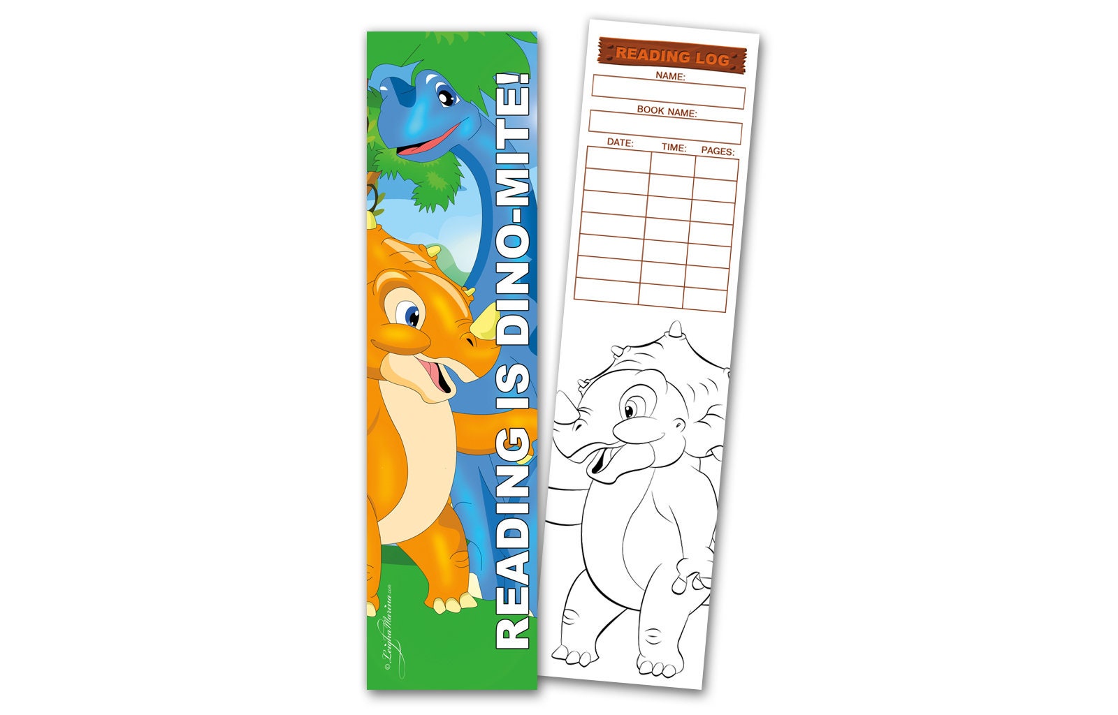 Dinosaurs 'reading is Dino-mite' Coloring Bookmarks With Reading Logs ...