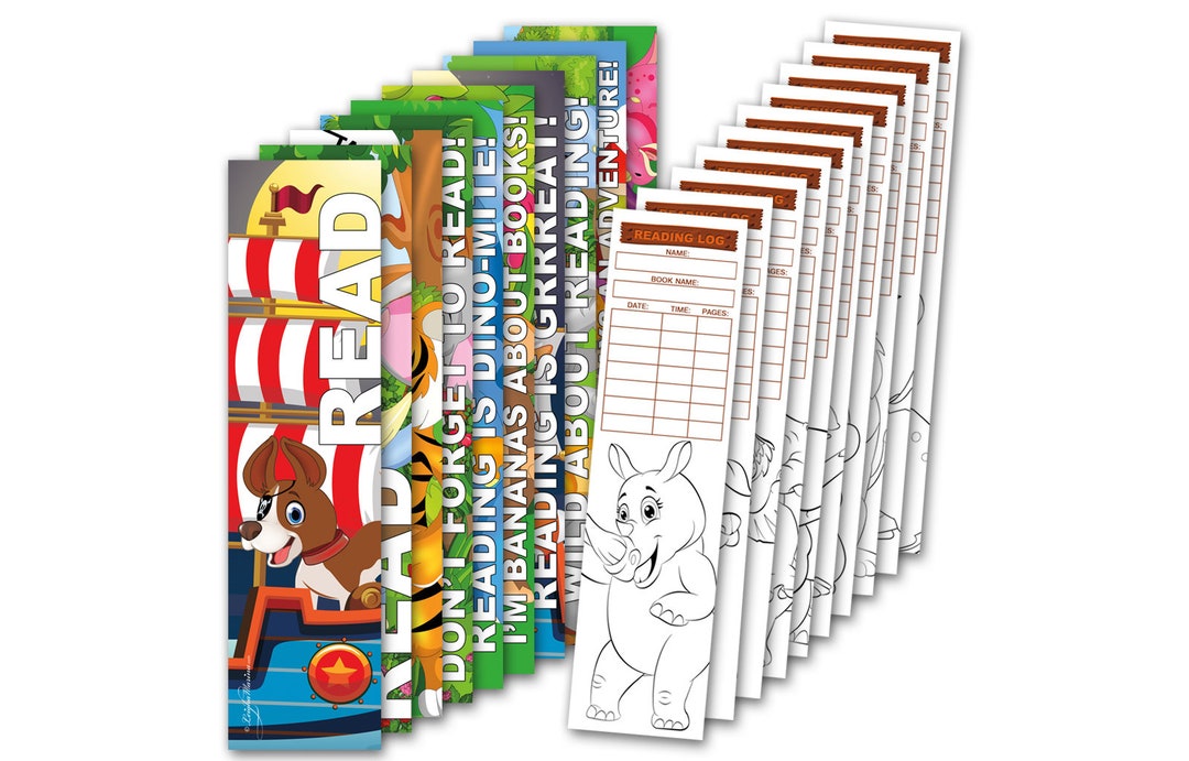 Assorted Coloring Bookmarks With Reading Logs 30 Count (10 Designs, 3 ...