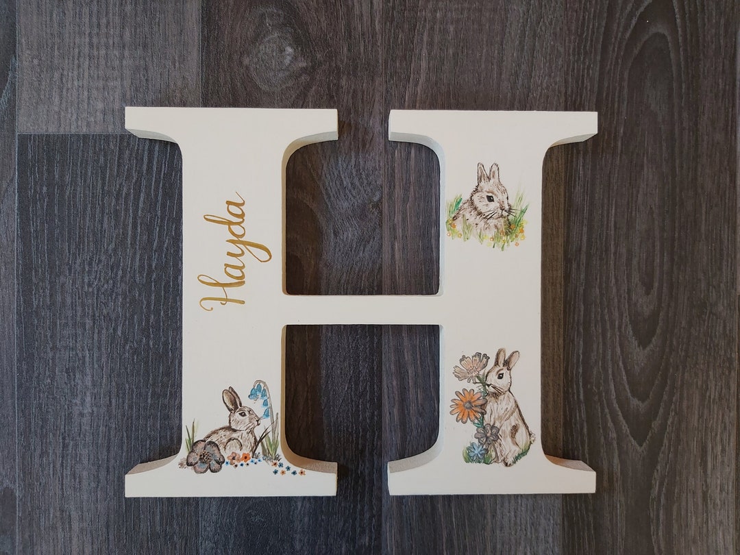 Wooden Rabbit Freestanding Letter - Etsy