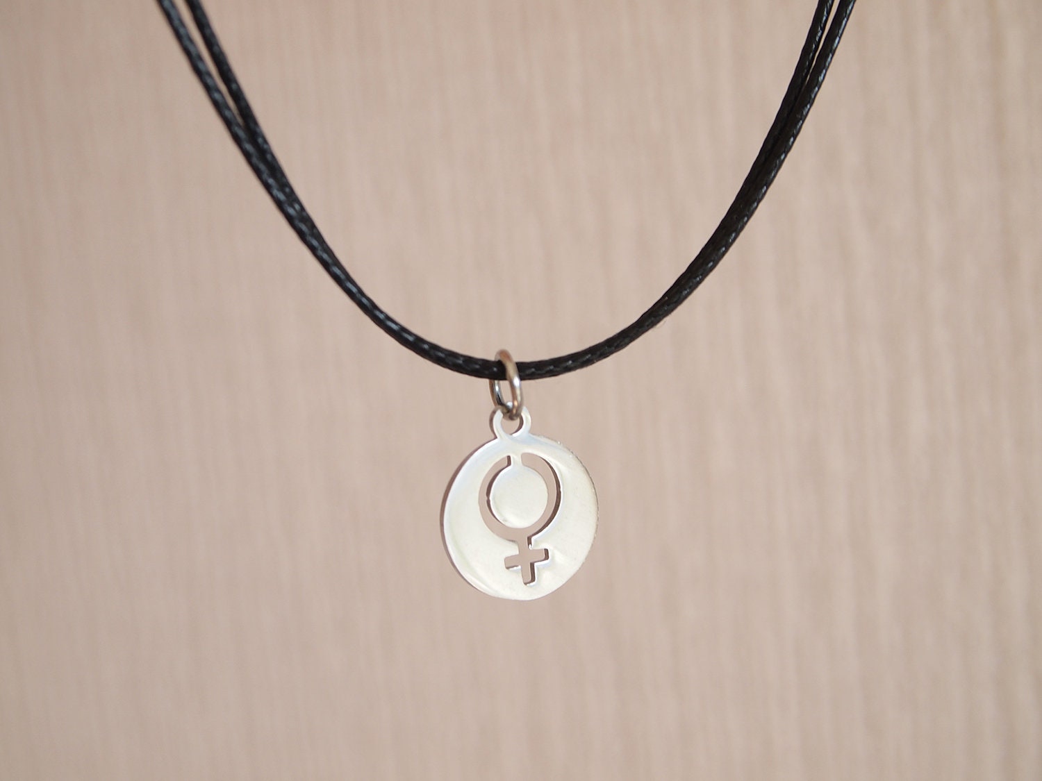 Venus symbol cord necklace Female sign choker Feminist coin | Etsy