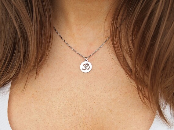 Aum Sign Necklace/ Silver Coin Necklace/ Peace Sign Necklace/ | Etsy