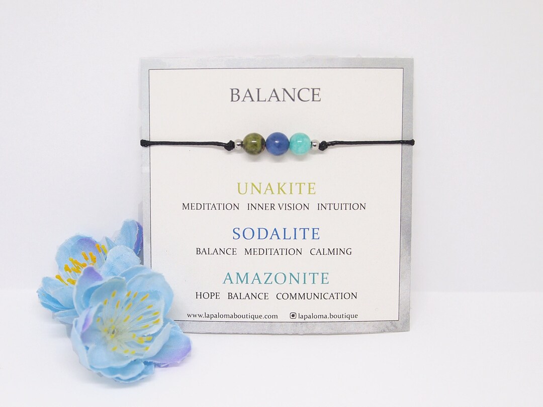 Balance Gemstone Set Bracelet, Beaded Crystal Bracelet, Balance Crystal ...