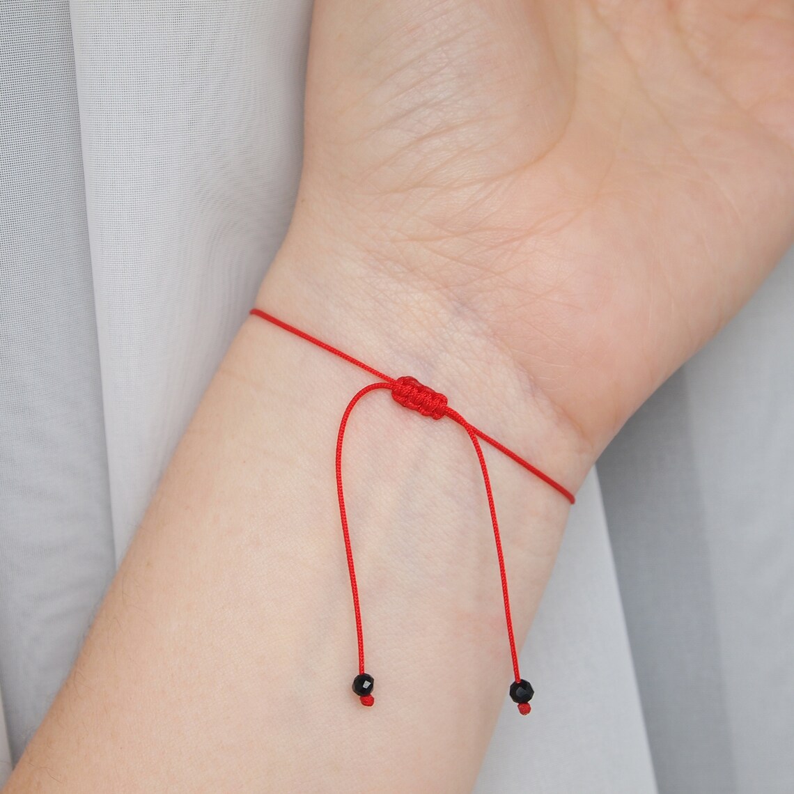 Red String Bracelet With Black Tourmaline, Red Bracelet Protection, Red ...