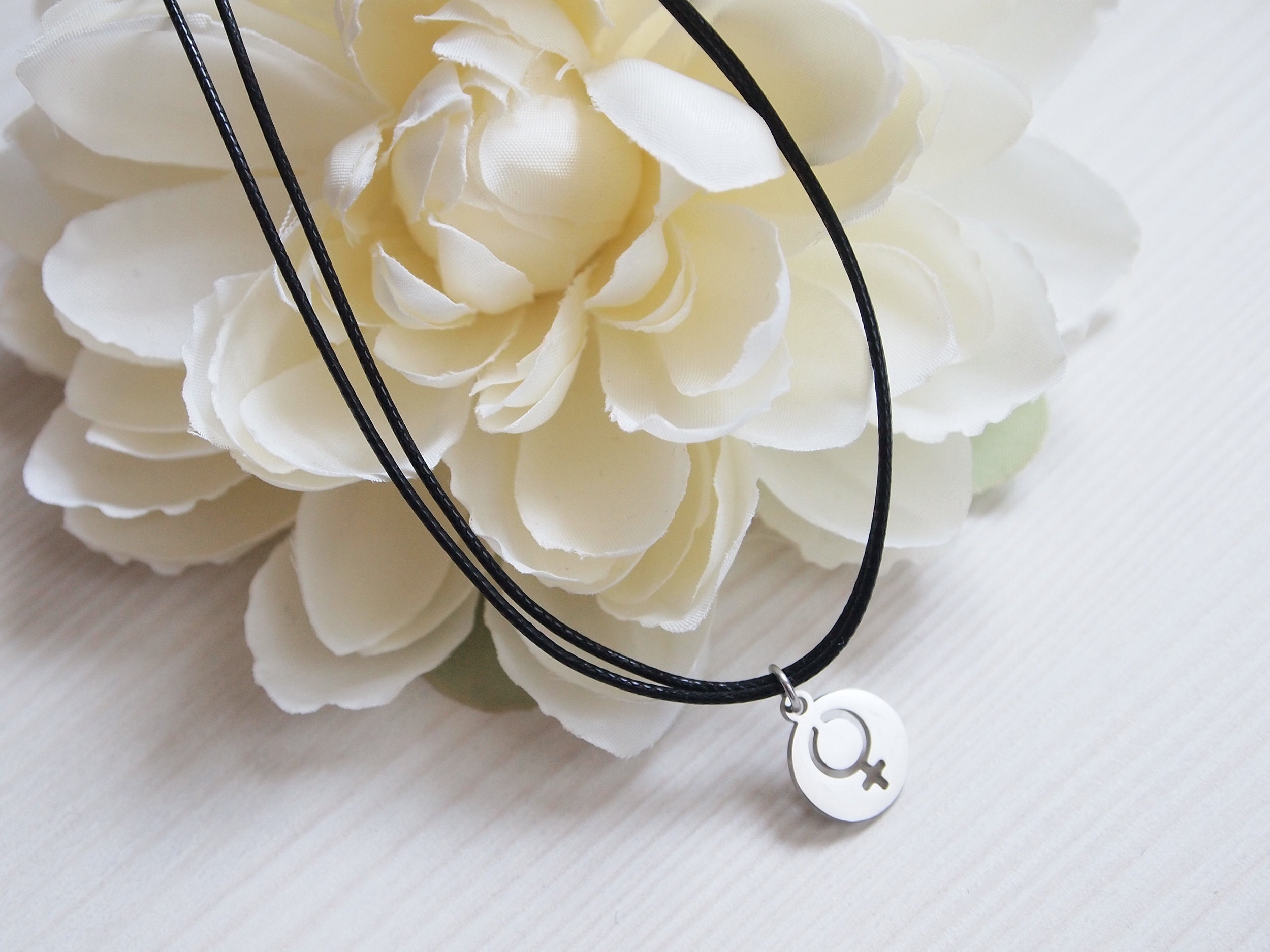 Venus Symbol Cord Necklace Female Sign Choker Feminist Coin - Etsy