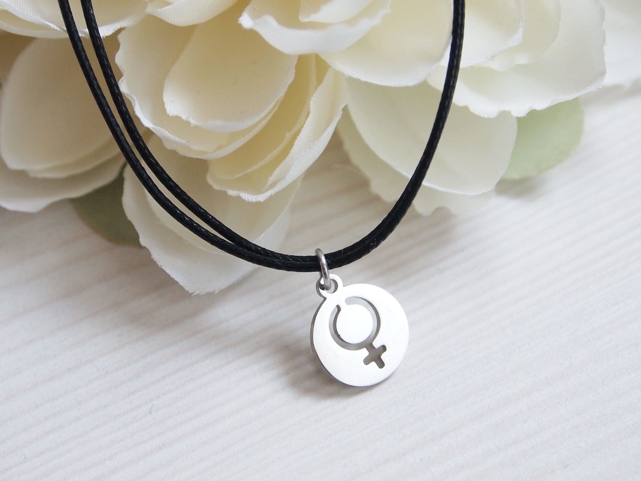 Venus Symbol Cord Necklace Female Sign Choker Feminist Coin - Etsy