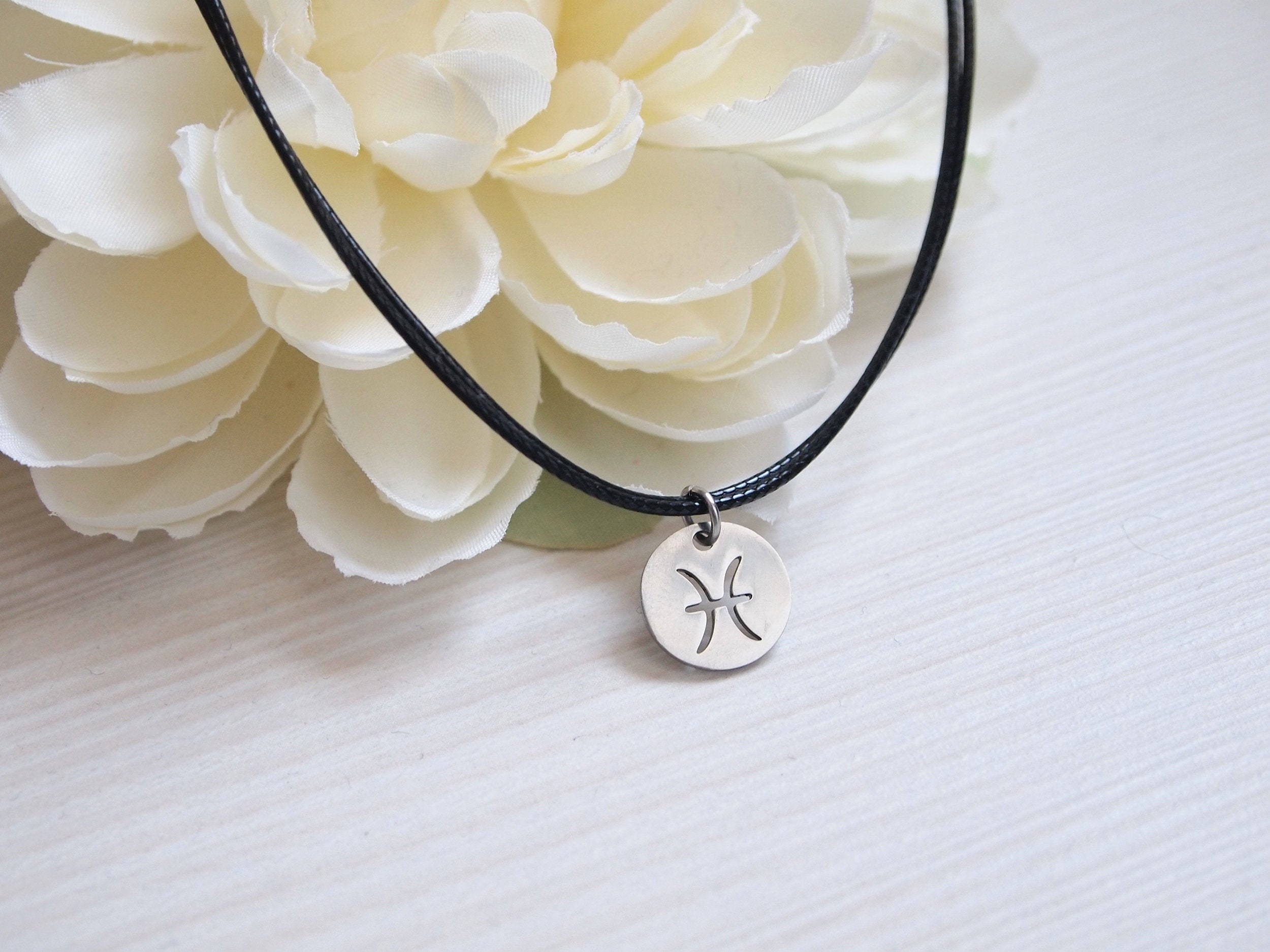 Pisces Sign Necklace Pisces Cord Choker Zodiac Sign - Etsy
