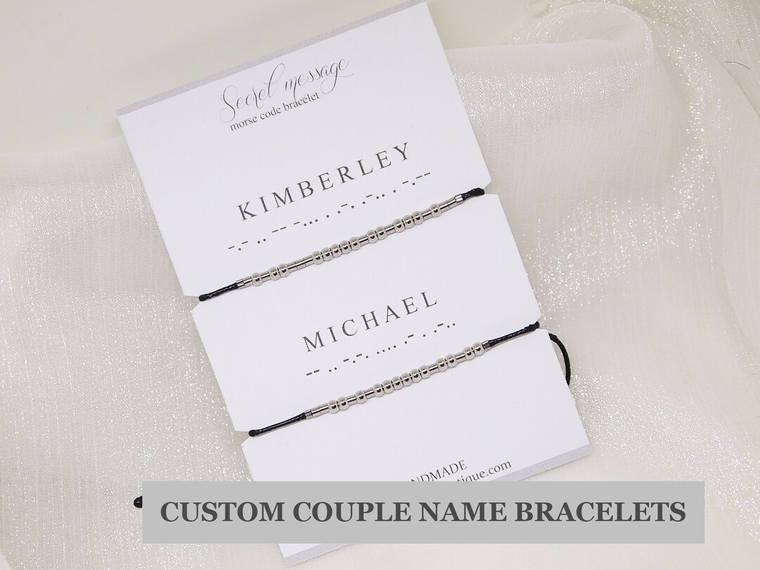 Morse Code Couple Names Bracelet, Waterproof, Custom Name Matching ...