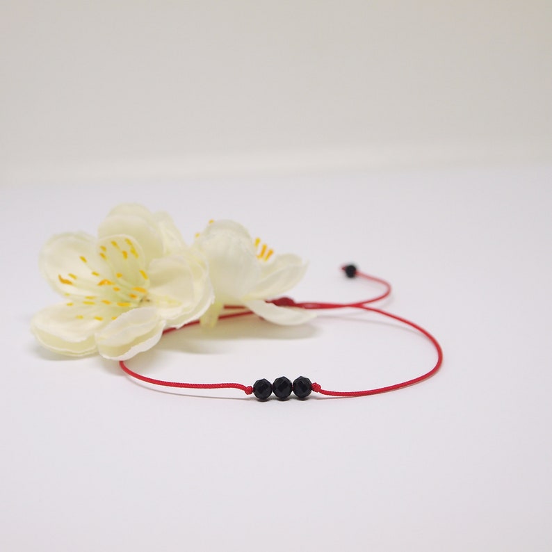 Red String Bracelet With Black Tourmaline, Red Bracelet Protection, Red ...
