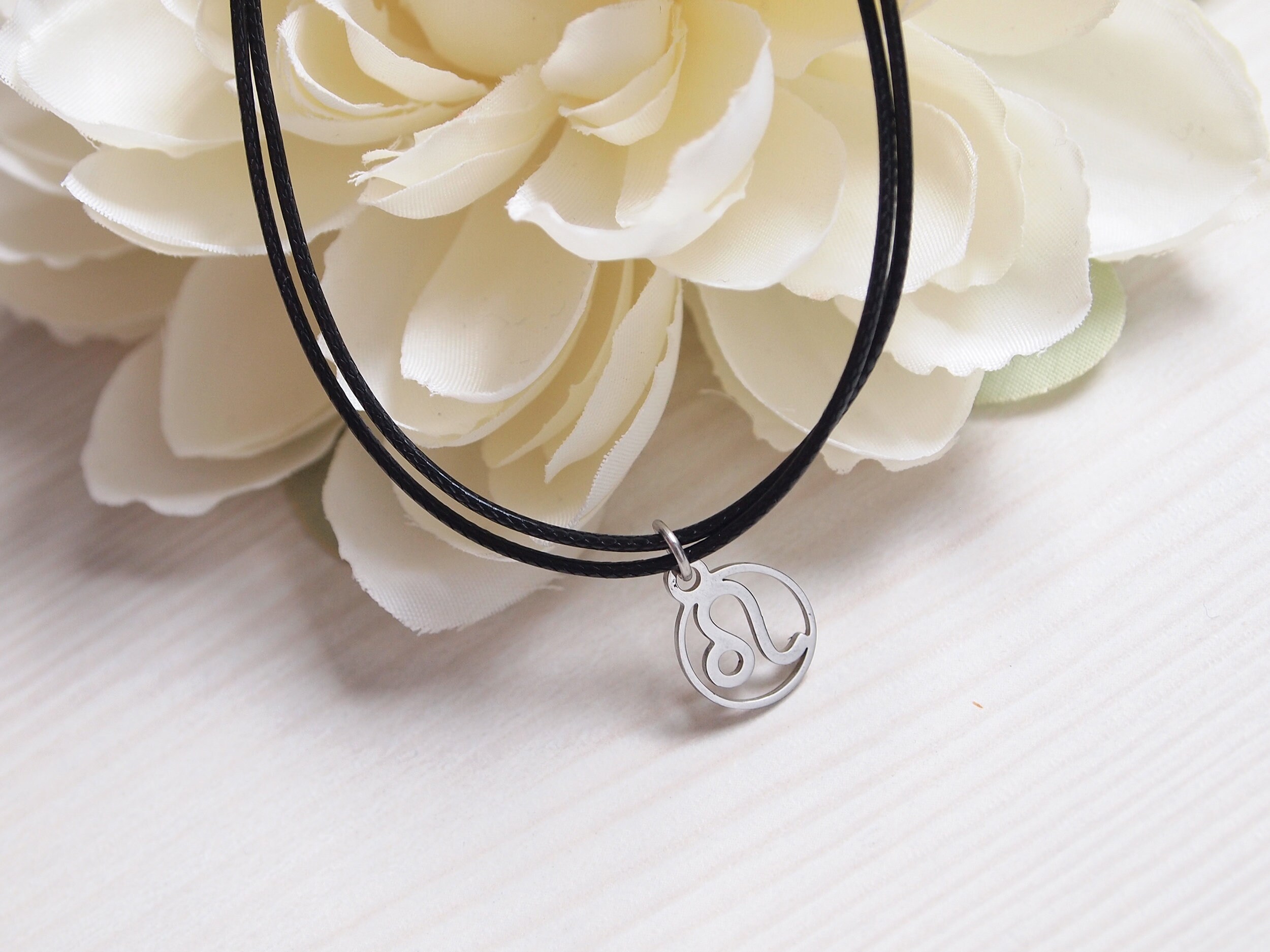 Silver Leo Charm Choker Leo Zodiac Sign Necklace Black Cord - Etsy