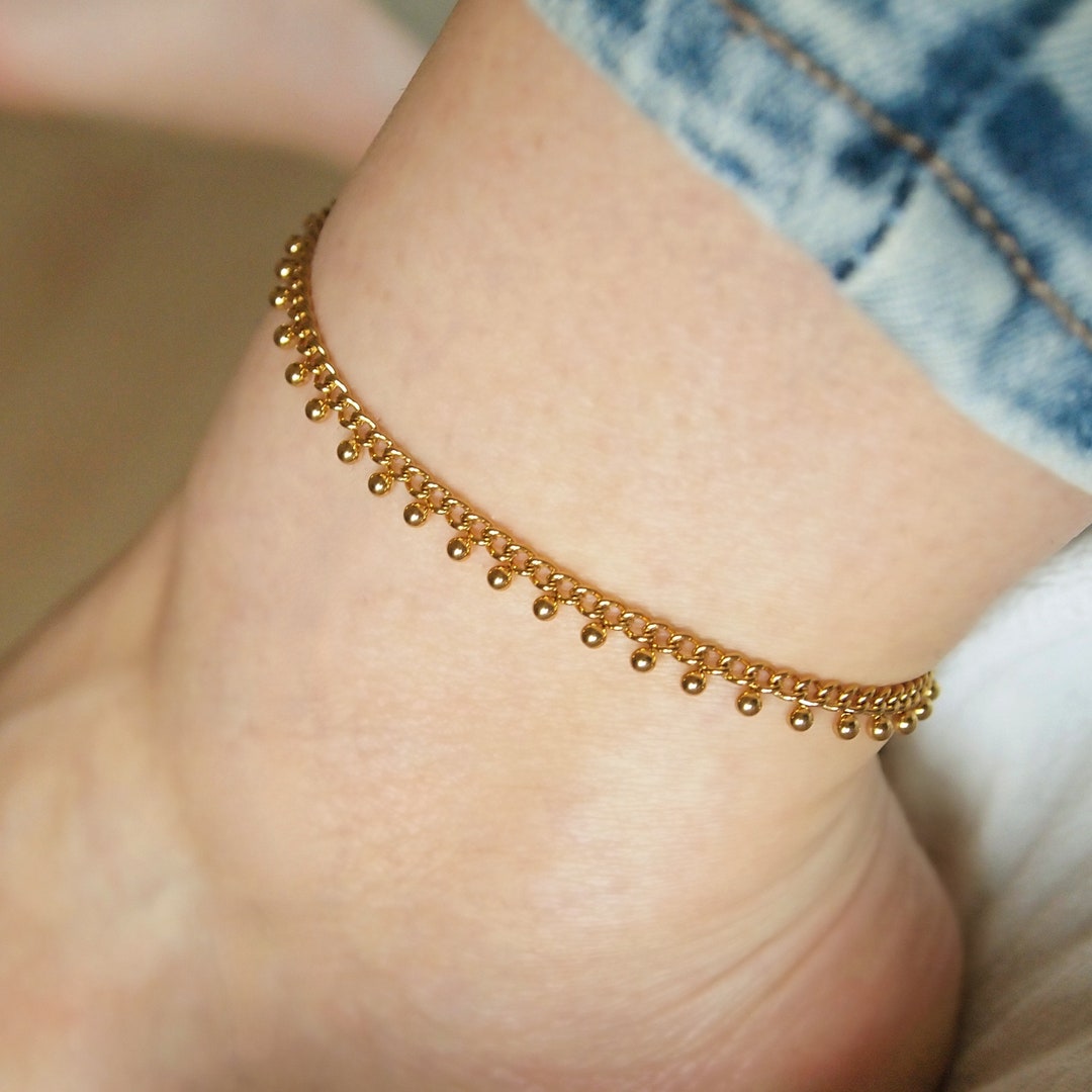 Gold Woman Anklet, Stainless Steel Chain Anklet, Woman Gold Ankle ...