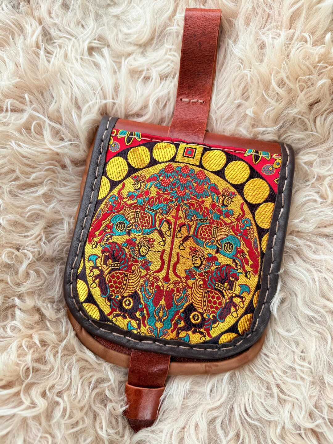 Birka Style Leather and Silk Bag - Etsy