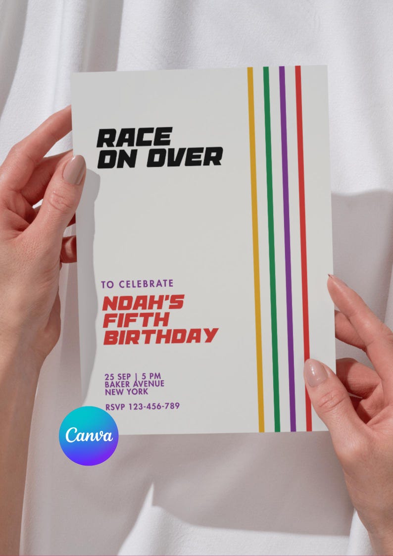 Retro Race Car Birthday Invitation | Editable Boys F1 Party Invite ...