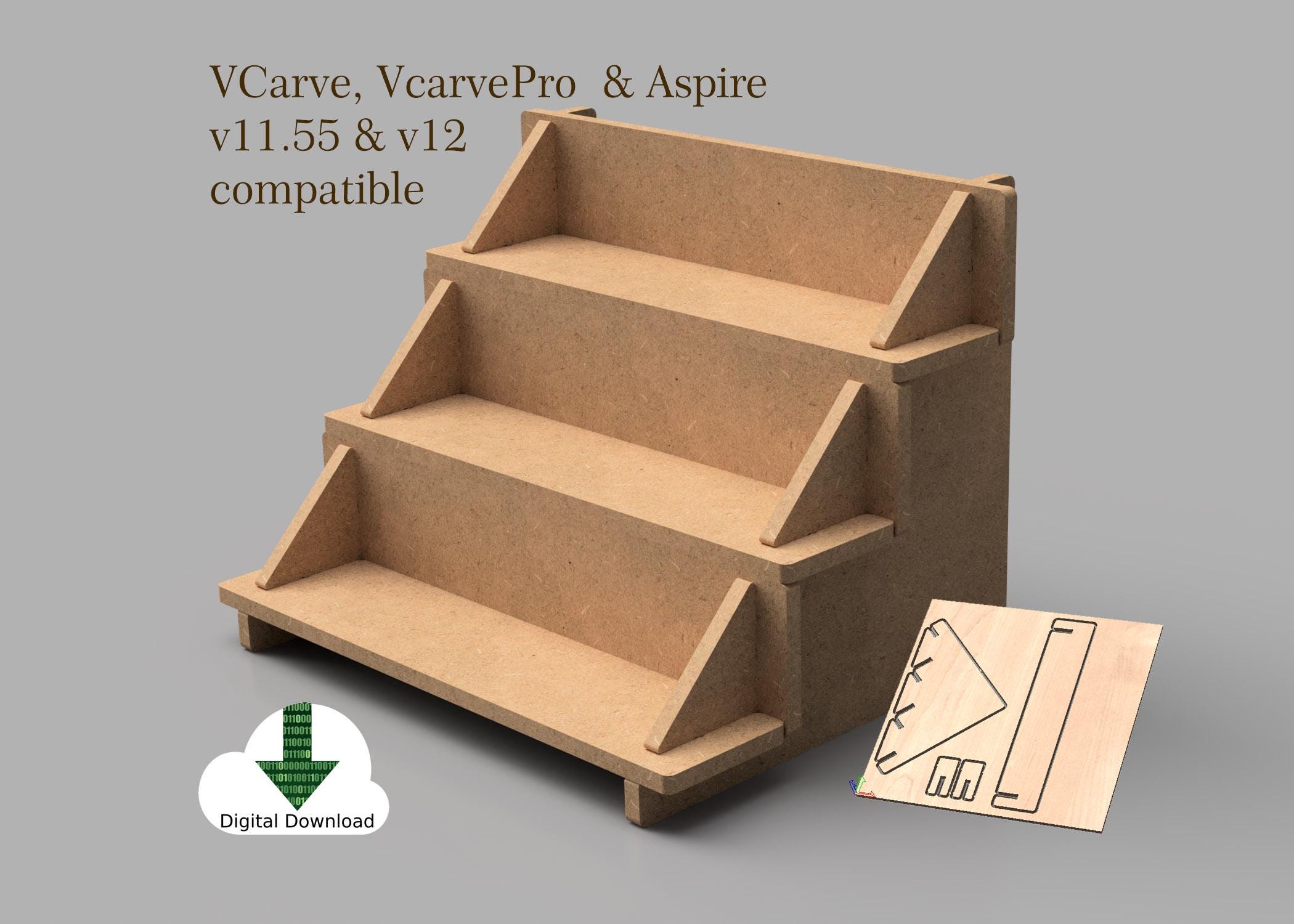 3 Step Display Stand Vectric Project , Vcarve, Vcarvepro + Aspire V11 ...