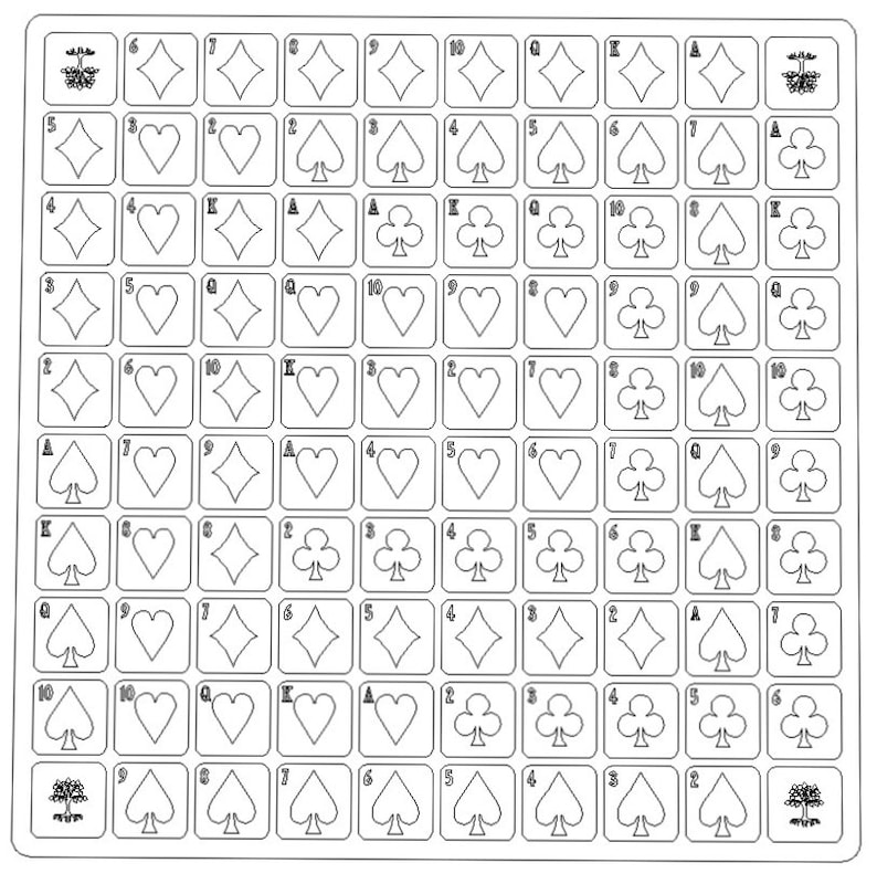 Sequence Game Board Digital Design File .svg , .dxf & .pdf - Etsy