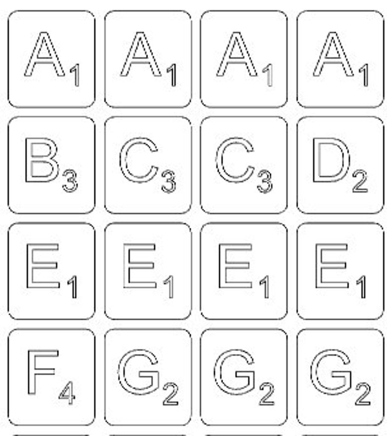 Scrabble Style Letters Full Set, Vectors, DIGITAL FILES ONLY in Pdf ...